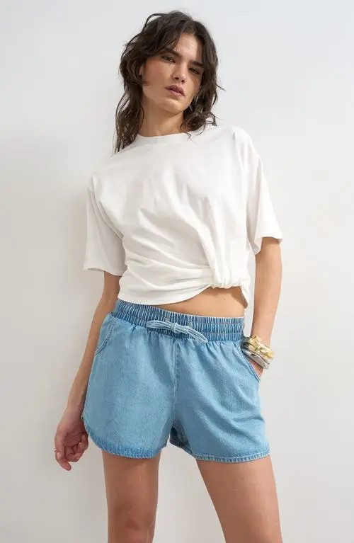 Topshop Denim Drawstring Running Shorts