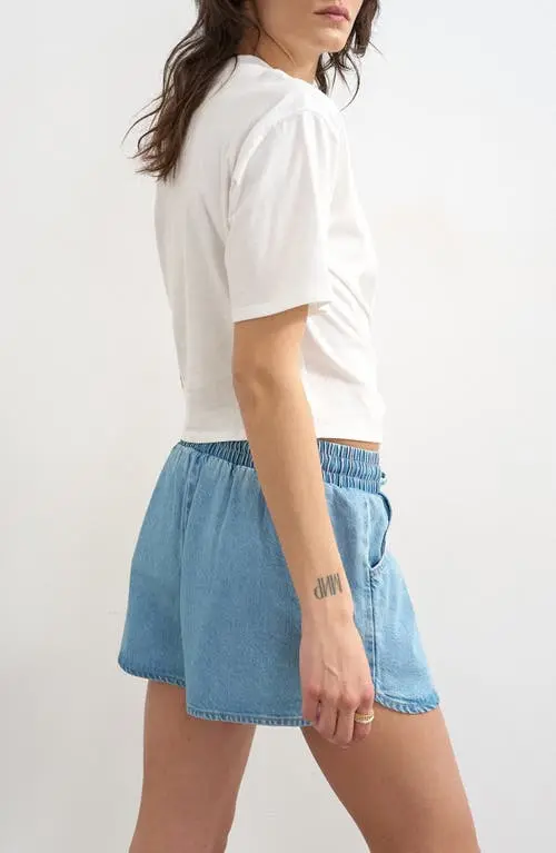 Topshop Denim Drawstring Running Shorts