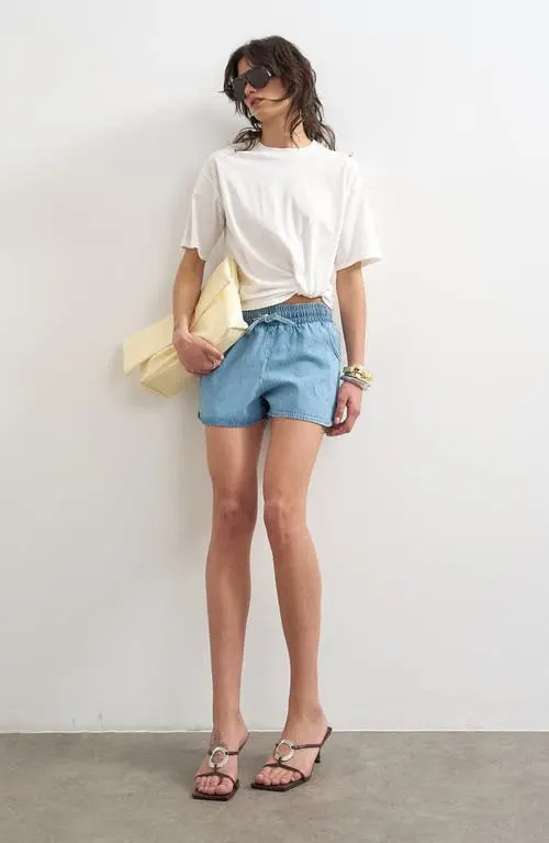 Topshop Denim Drawstring Running Shorts