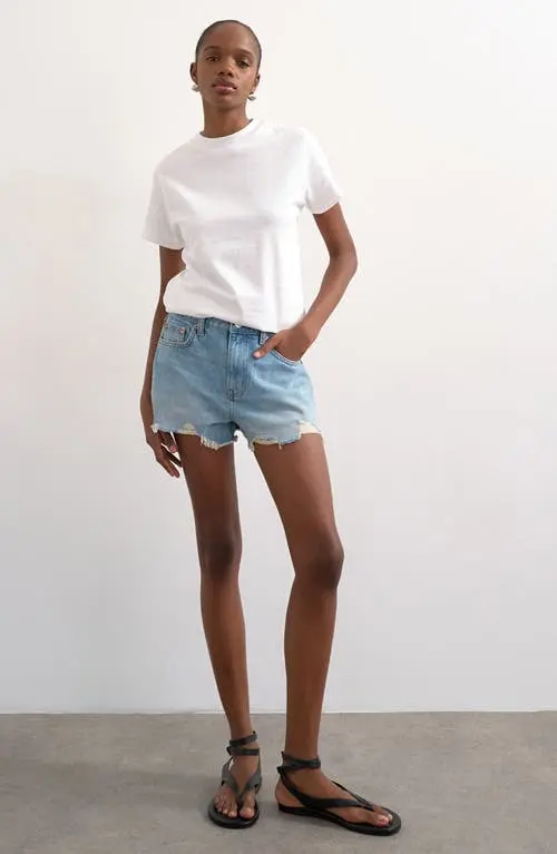 Topshop Distressed Denim A-line Shorts