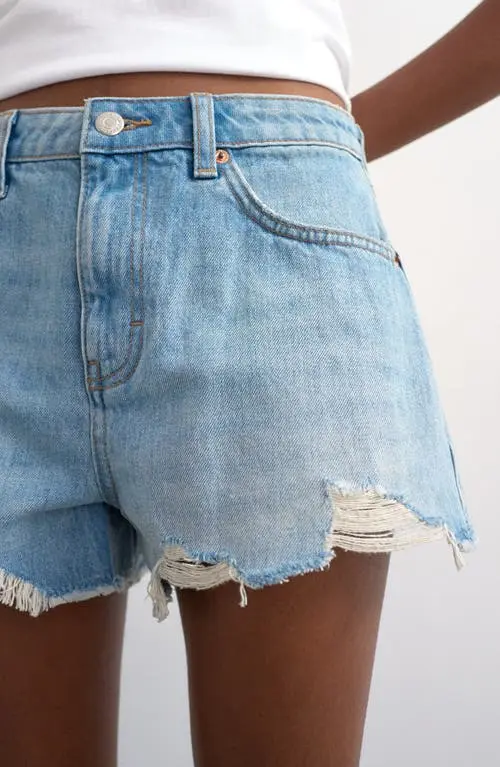 Topshop Distressed Denim A-line Shorts