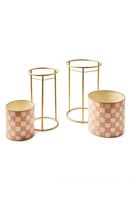 MACKENZIE-CHILDS Check It Out Set Of 2 Planters & Stands