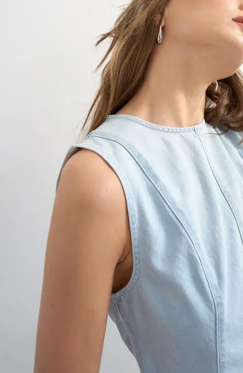 Topshop Sleeveless Seamed Denim Peplum Top