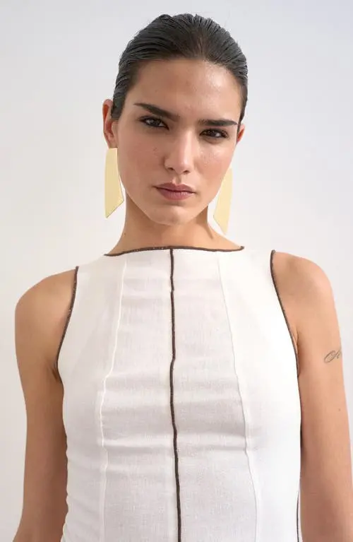 Topshop Linen-blend Contrast Seam Minidress