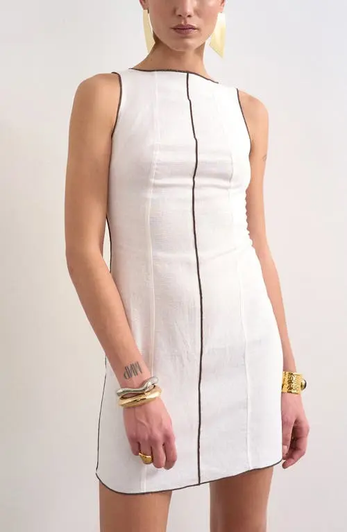 Topshop Linen-blend Contrast Seam Minidress