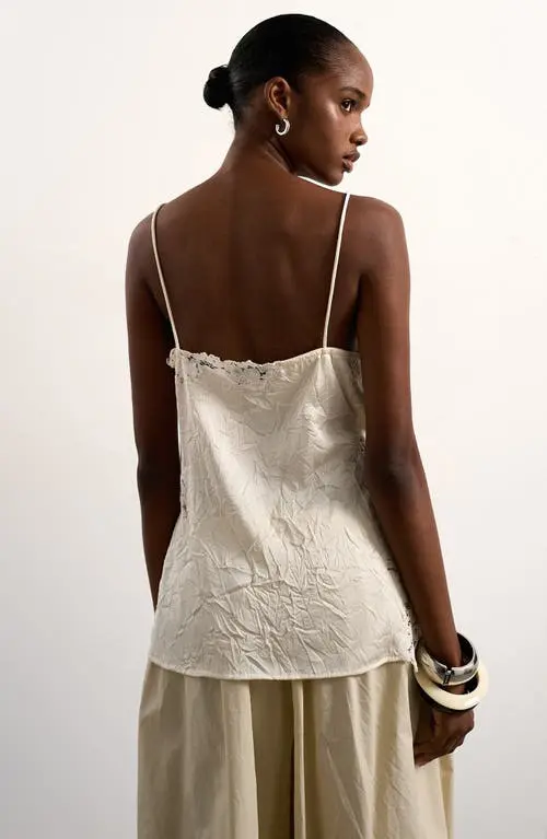 Topshop Crinkle Satin & Lace Camisole