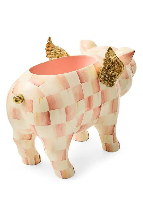 MACKENZIE-CHILDS Check Flying Pig Planter