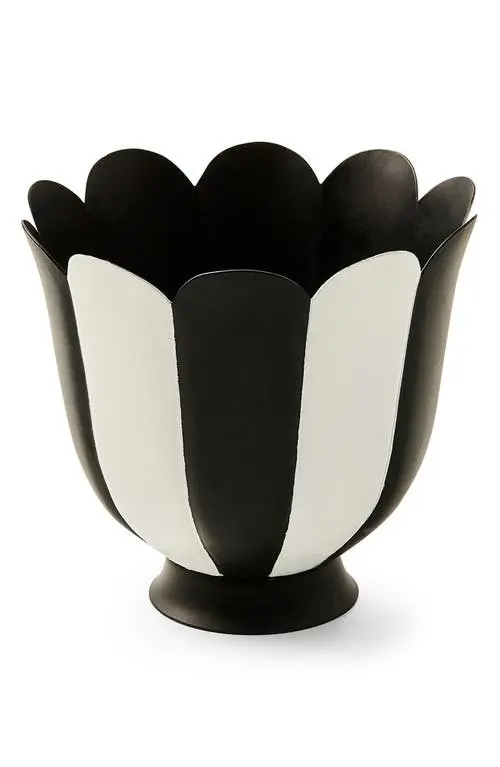 MACKENZIE-CHILDS Courtly Stripe Small Scalloped Flower Pot - Black