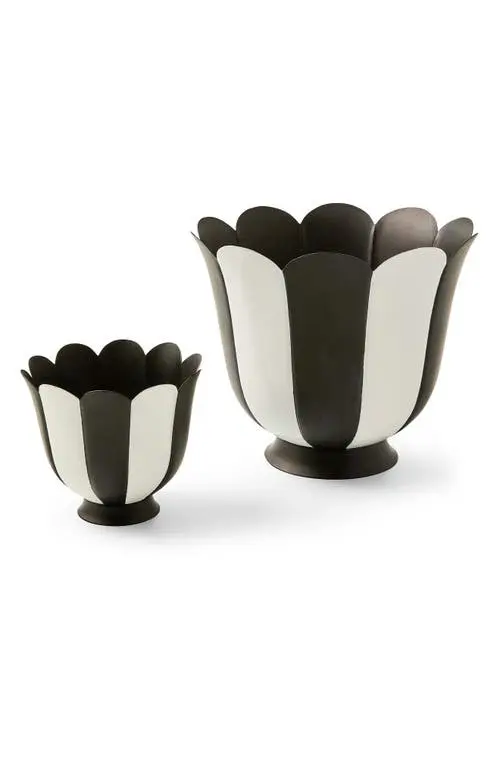 MACKENZIE-CHILDS Courtly Stripe Small Scalloped Flower Pot