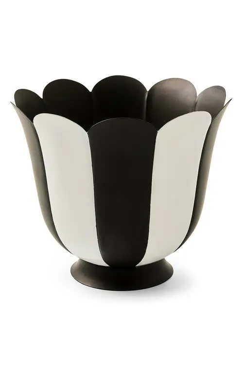 MACKENZIE-CHILDS Courtly Stripe Large Scalloped Flower Pot - Black
