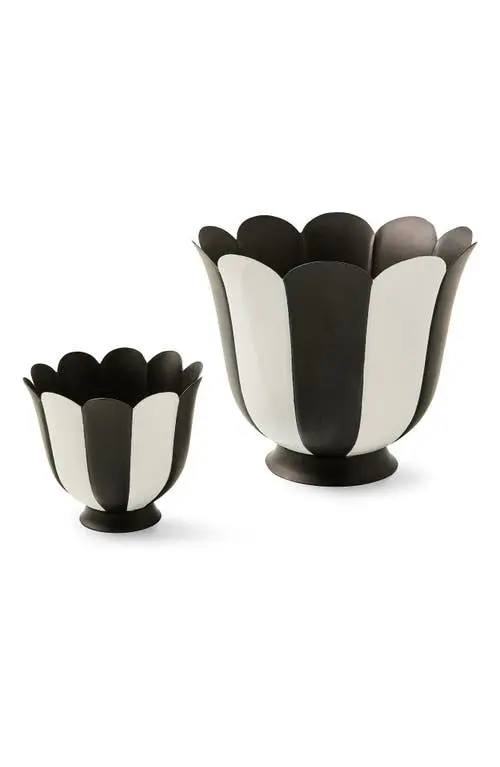 MACKENZIE-CHILDS Courtly Stripe Large Scalloped Flower Pot
