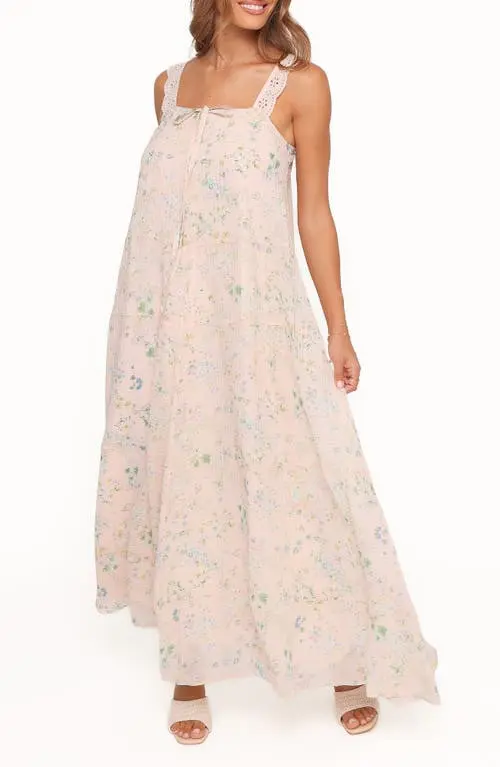 PETAL & PUP Caroline Eyelet Floral Maxi Sundress - Pastel Pink Floral