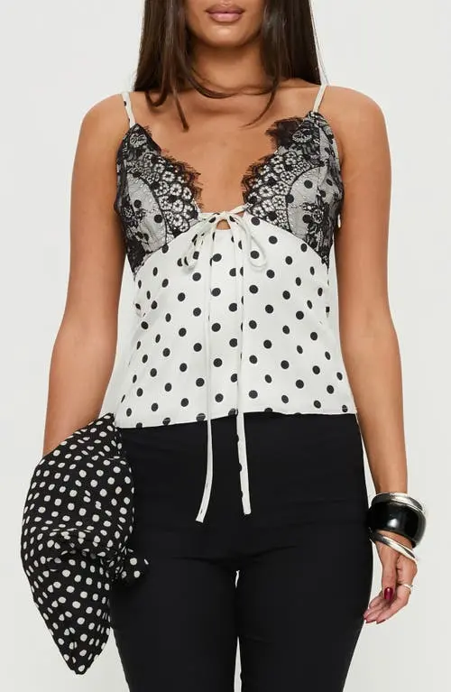 Princess Polly Jerelyn Lace Trim Camisole - White Polka