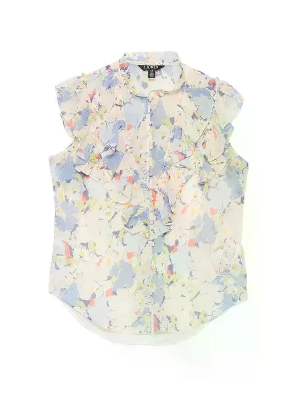 Ralph Lauren Floral Print Ruffled Blouse - Blue