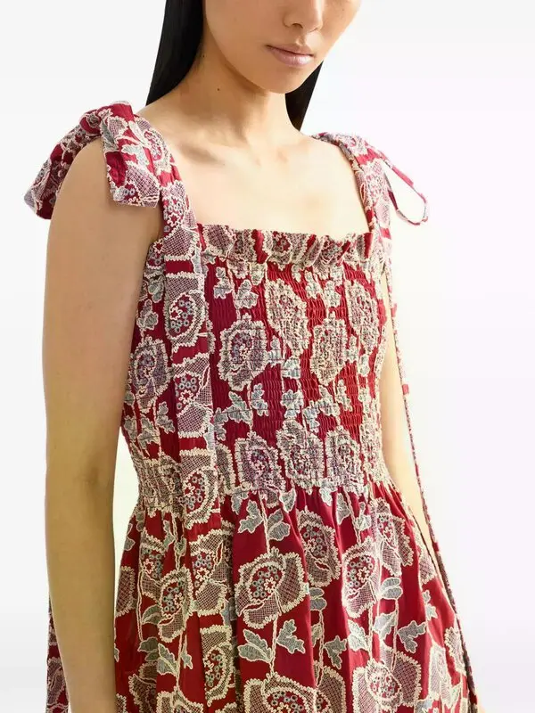 Erdem Floral-embroidered Tie Midi Dress