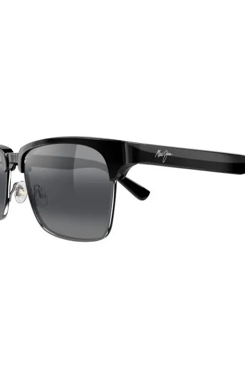 Maui Jim Kawika Xl Rectangular Sunglasses - Black