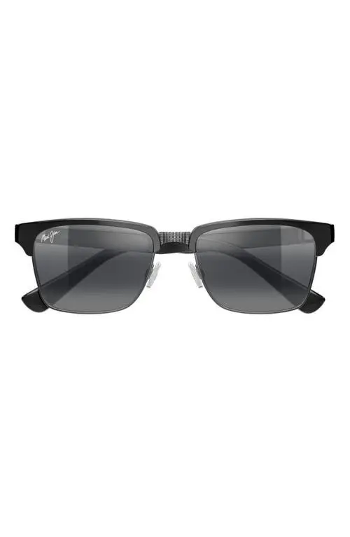 Maui Jim Kawika Xl Rectangular Sunglasses - Black