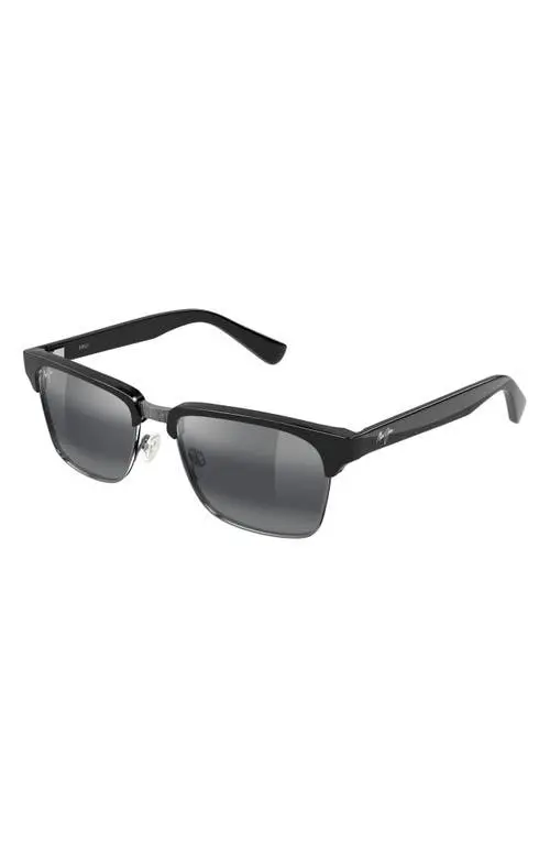 Maui Jim Kawika Xl Rectangular Sunglasses - Black
