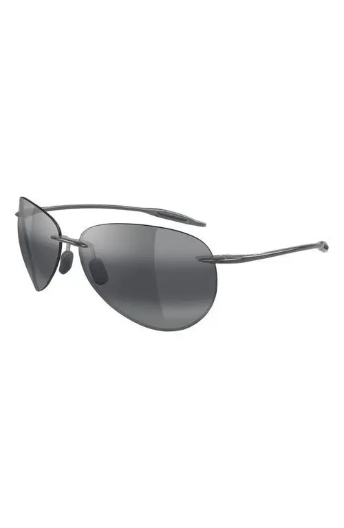 Maui Jim Sugar Beach Rimless Aviator Sunglasses - Grey