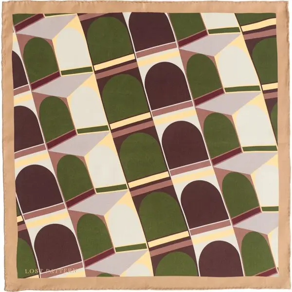LOST PATTERN Modular Silk Pocket Square - Green