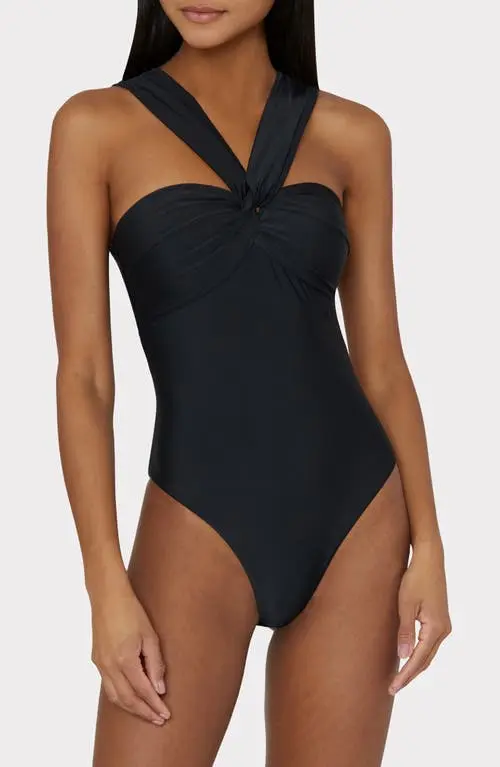 MILLY Betsy Draped One-piece Swimsuit - Black