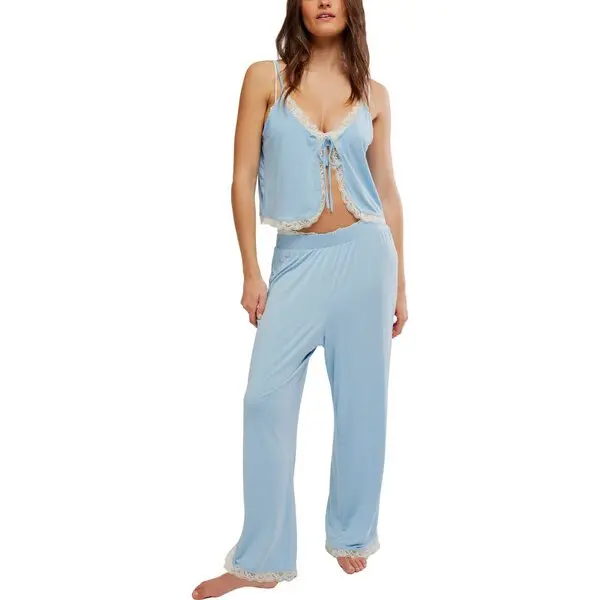 Free People Sleepless Summer Pajamas - Blue Combo