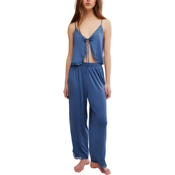 Free People Sleepless Summer Pajamas - Navy Heather