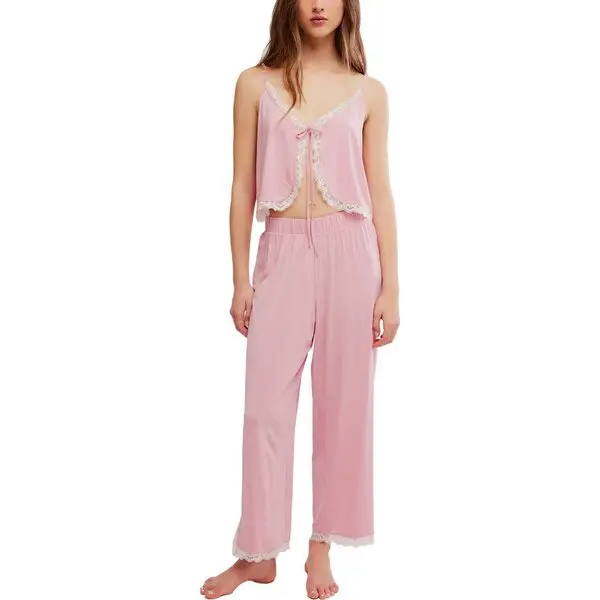 Free People Sleepless Summer Pajamas - Pink Combo