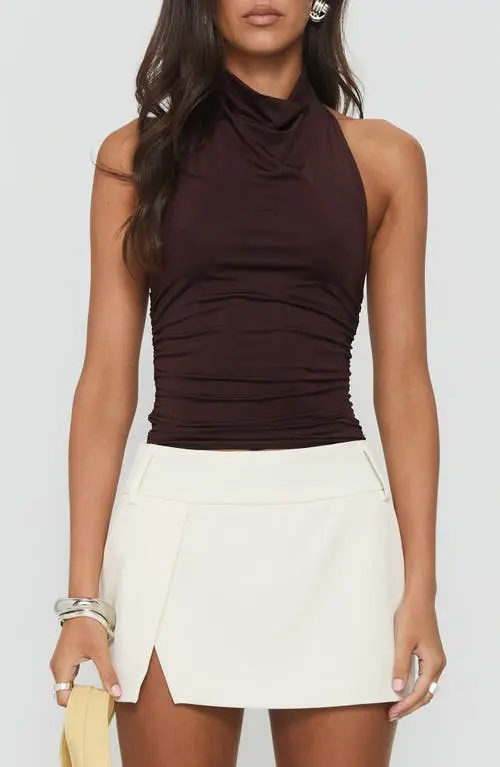 Princess Polly Giggle Halter Top - Chocolate