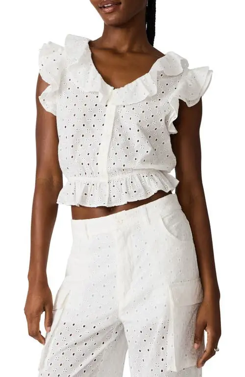 Steve Madden Mayra Cotton Eyelet Top - White