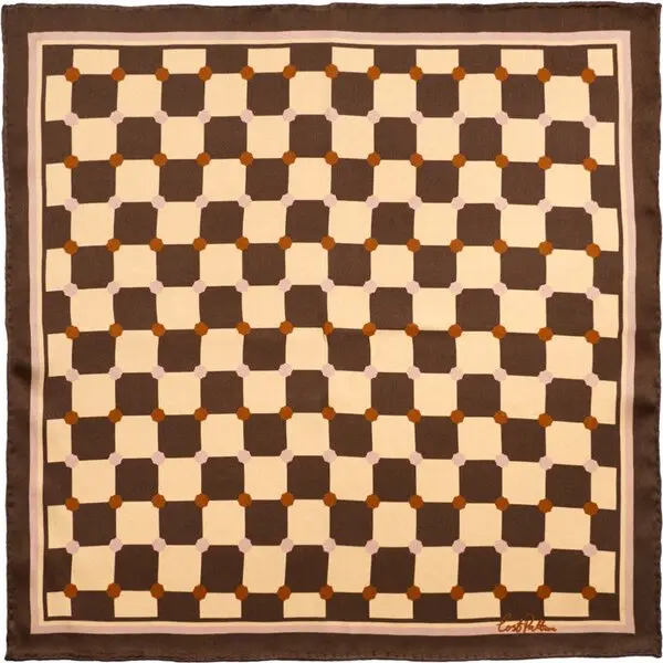 LOST PATTERN Checkerboard Pocket Square - Coffee