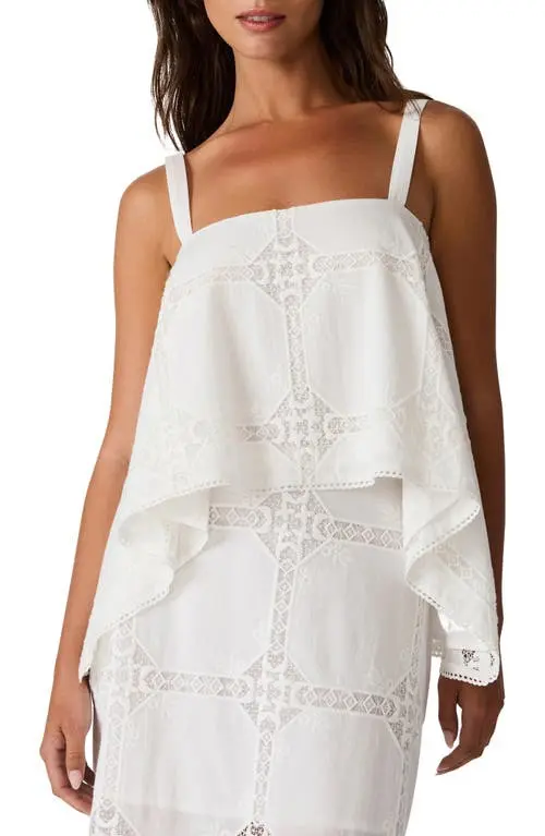 Steve Madden Ainslee Embroidered Detail High-low Cotton Top - Antique