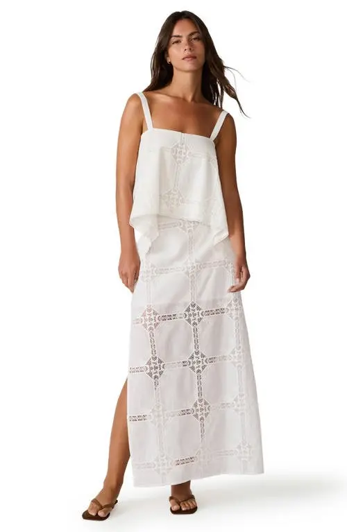 Steve Madden Ainslee Embroidered High-low Cotton Top