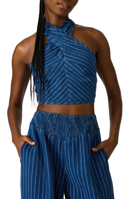 Steve Madden Winnie Striped Cotton & Linen Crop Top