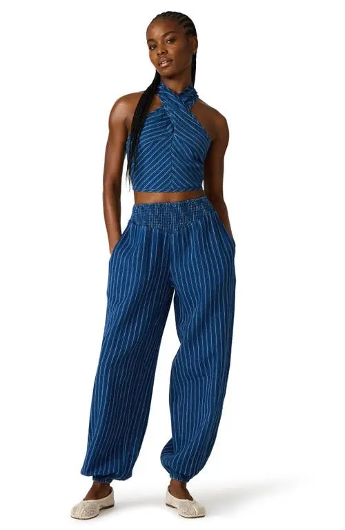 Steve Madden Winnie Striped Cotton & Linen Crop Top