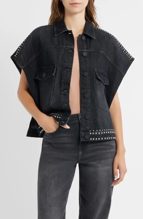 ALLSAINTS Alba Stud Detail Sleeveless Denim Jacket