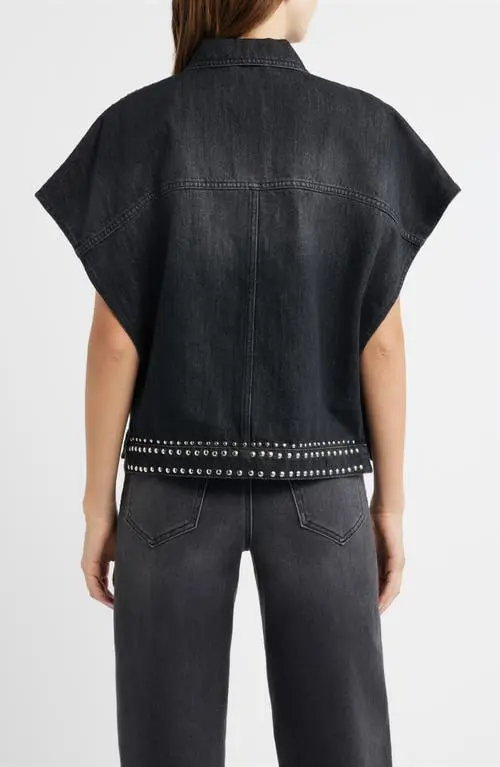 ALLSAINTS Alba Stud Detail Sleeveless Denim Jacket