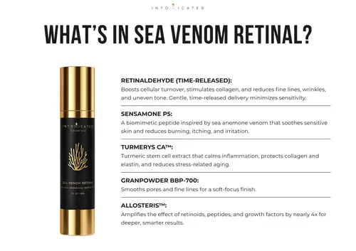 INTOXICATED COSMETICS Sea Venom Retinal | 1fl.oz/30ml | Anti-aging Time Released Retinaldehyde | Regenerating Sensamone P5 | Restructuring