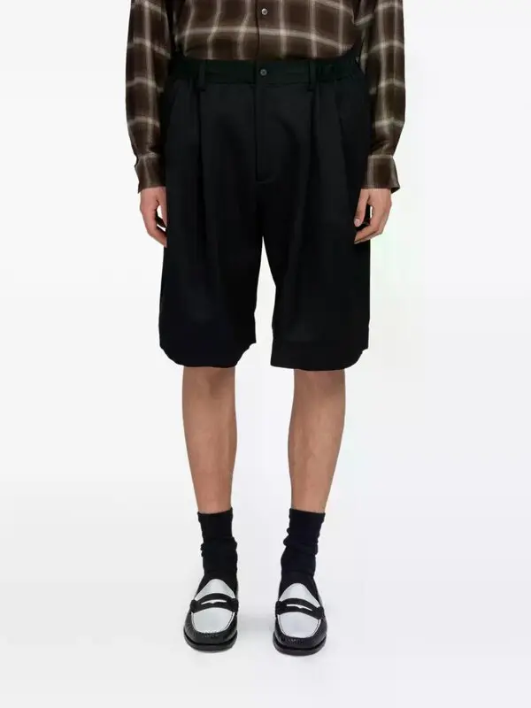 SSSTEIN Pleated Wide-leg Wool Shorts