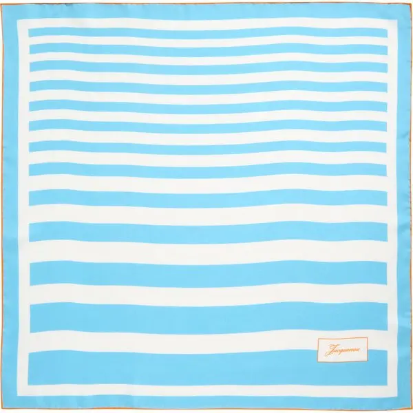 Jacquemus Le Foulard Stripe Silk Scarf - Print White Blue Stripe 3hc