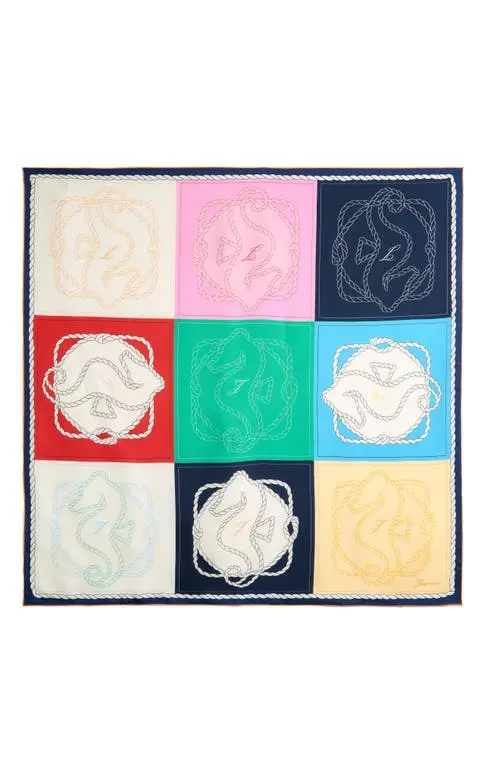 Jacquemus Le Grand Foulard Hippocampe Square Silk Scarf - Print Seahorse Multi