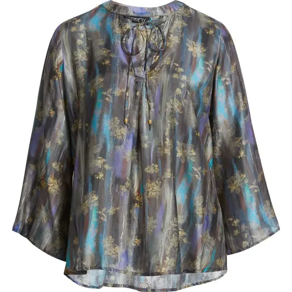 APNY Tassel V-neck Top - Blue Multi