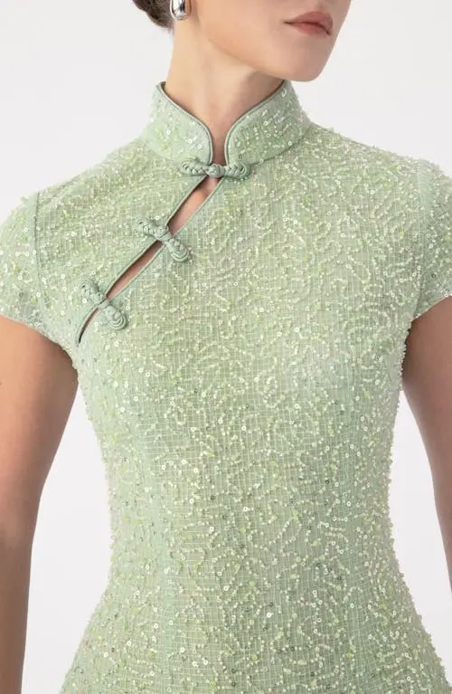 SAU LEE Beaded Cocktail Mini Dress