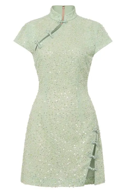 SAU LEE Beaded Cocktail Mini Dress