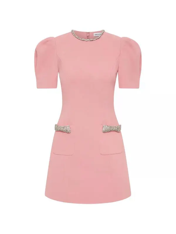 Rebecca Vallance Nemy Crystal-embellished Puff-sleeve Mini Dress - Pink