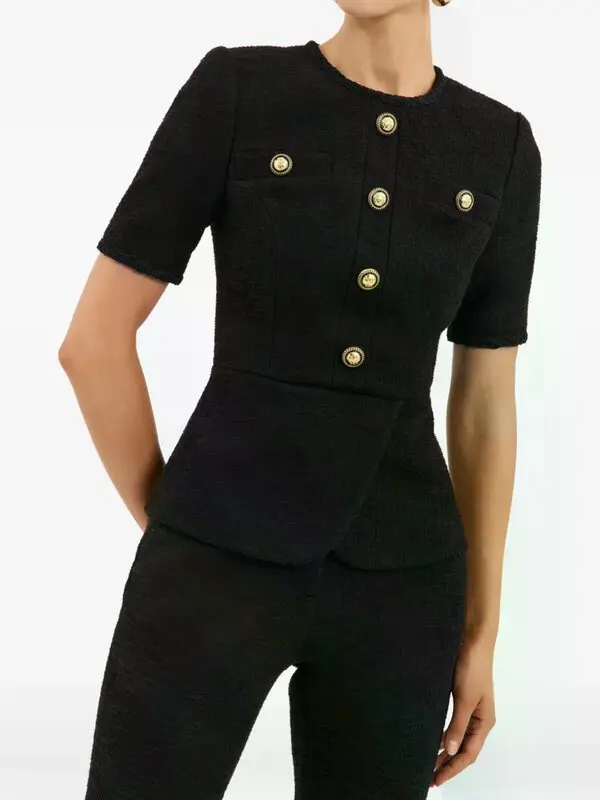 Rebecca Vallance Elvie Bouclé Peplum Top