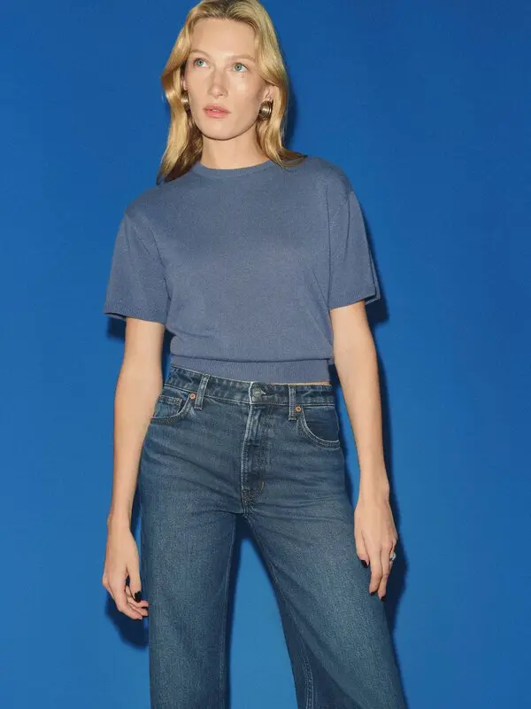REFORMATION Ziva Cashmere Sweater Tee - Grey
