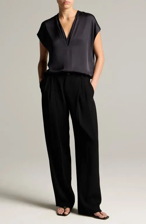 Vince Cap Sleeve V-neck Top - Ink