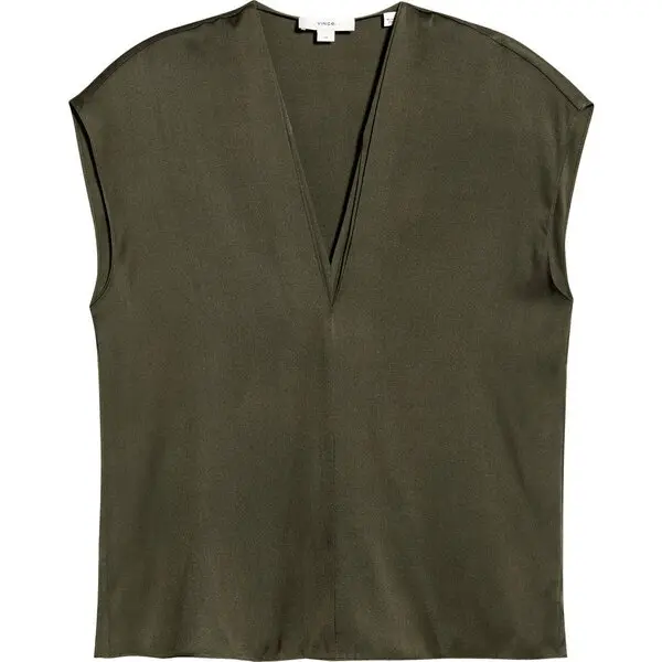 Vince Cap Sleeve V-neck Top - Pine Grove