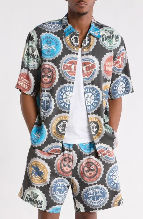 CRIMINAL DAMAGE Bottle Cap Button Front Shirt